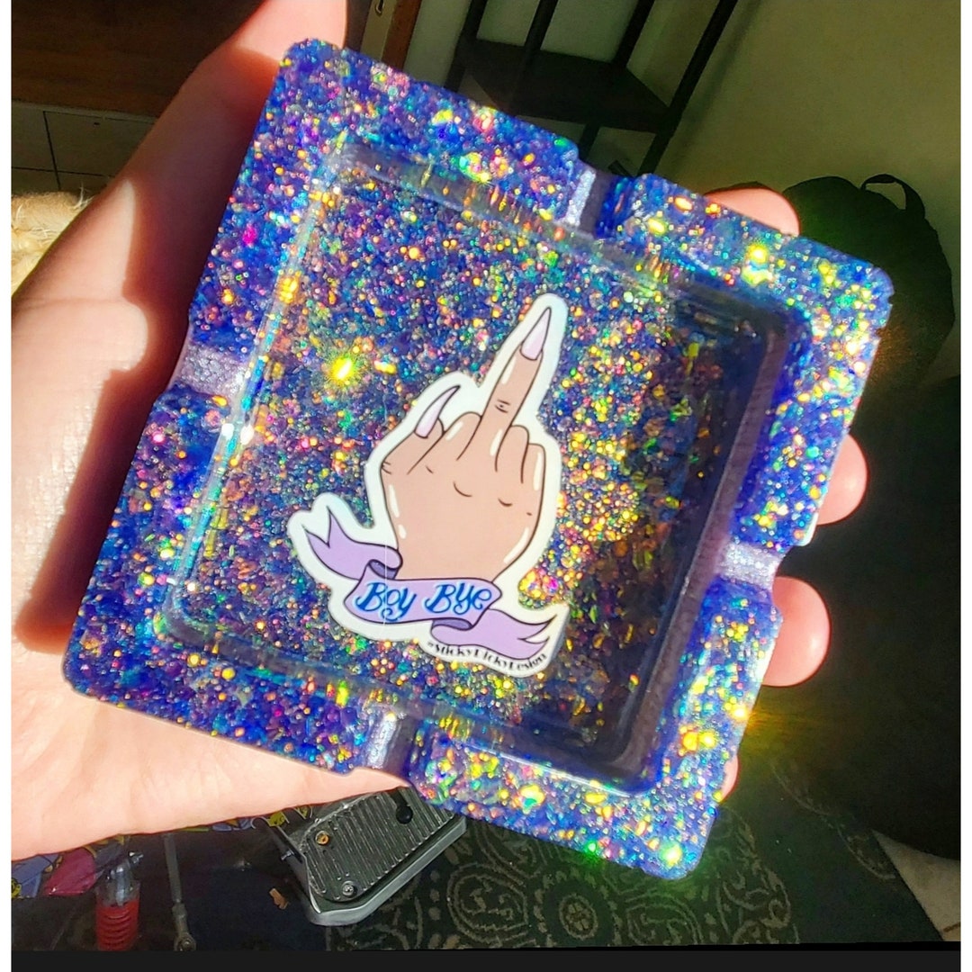 Purple Holographic Boy Bye Middle Finger Resin Ashtray - Etsy