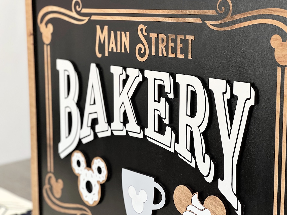 Disney Inspired Main Street Bakery Sign Wooden Mickey Main - Etsy