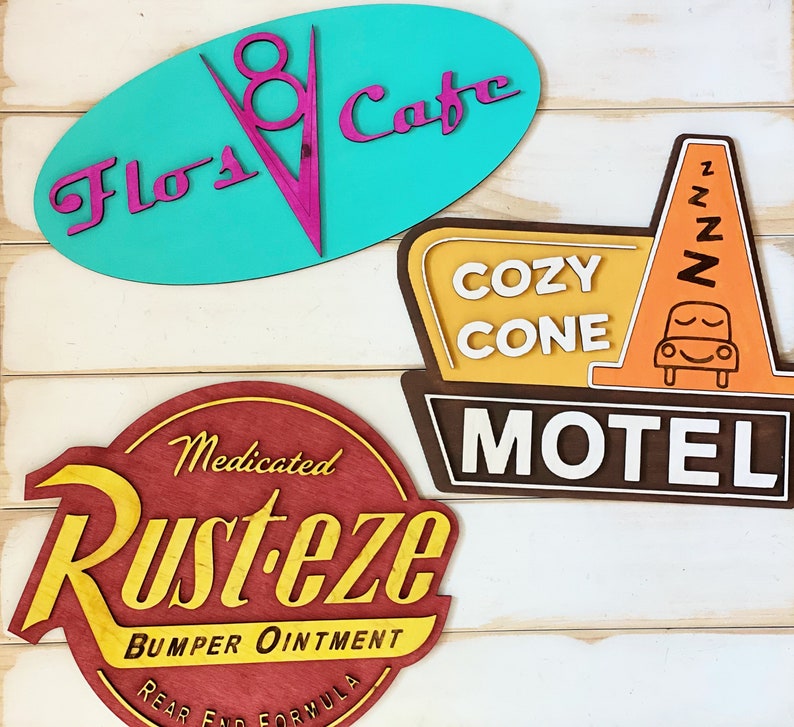 Disney Pixar Cars Inspired Flo's V8 Cafe Sign | Etsy