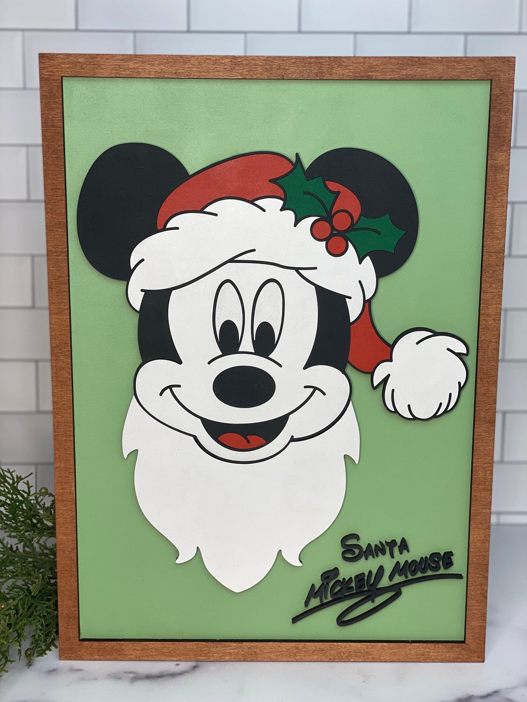 Santa Mickey Mouse Sign Disney Christmas Decor Disney Santa - Etsy