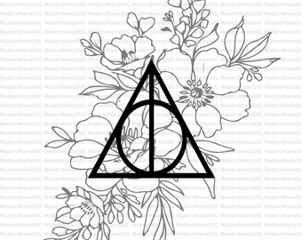 Floral Deathly Hallows Svg | Etsy