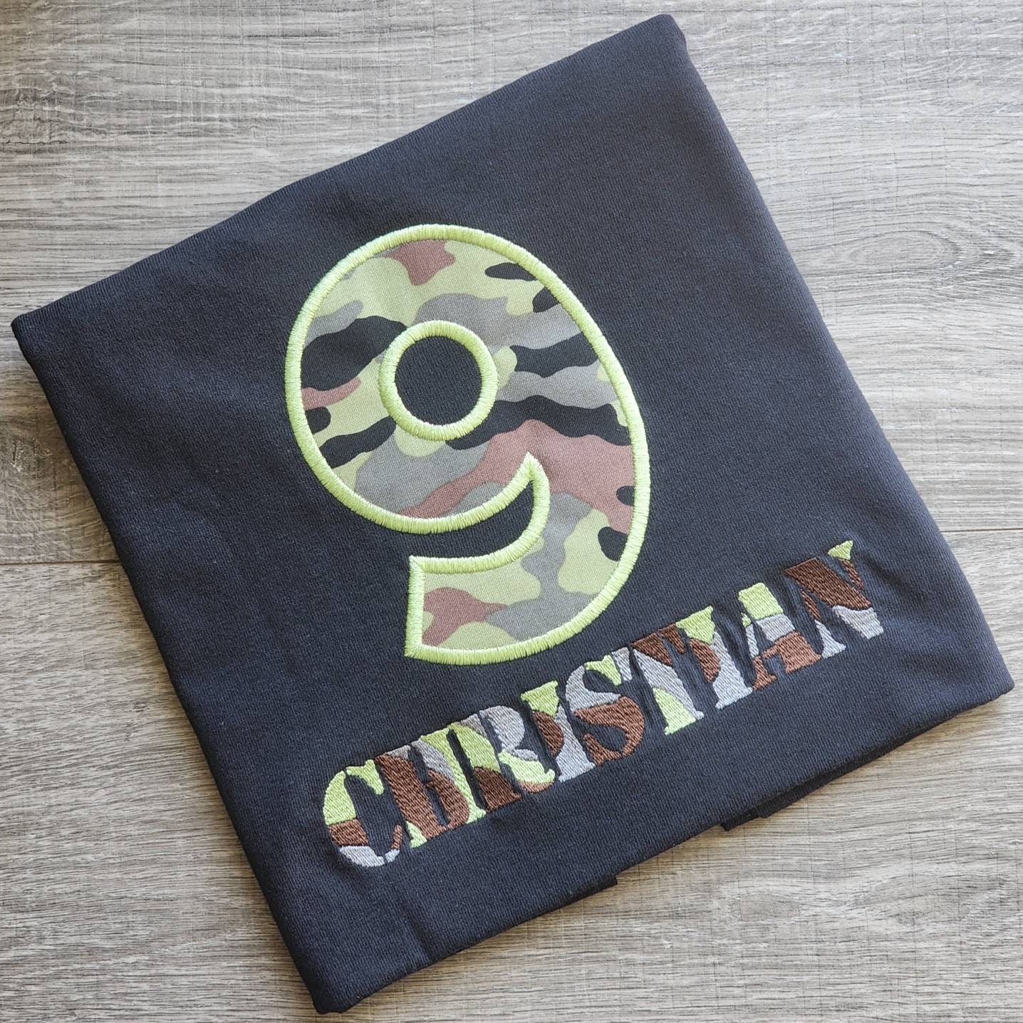 Army Camo Number and Name Birthday Shirt - Etsy