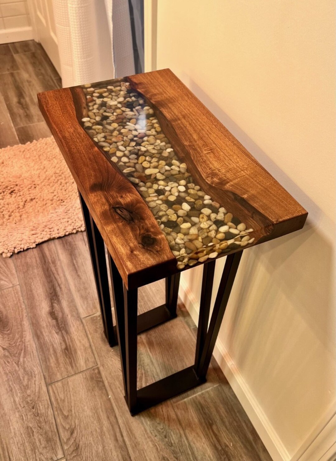 Walnut/epoxy River Entry Table - Etsy