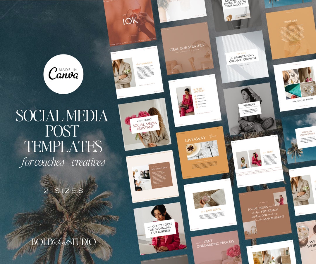 Social Media Post Templates for Coaches + Creatives | Bold Boho Bright ...