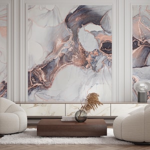 Rose Gold Marble Watercolour Wallpaper Mural - Etsy