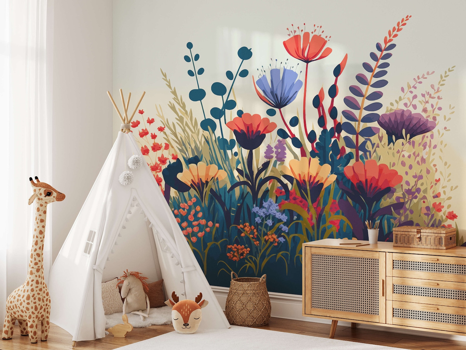 Wildflower Wallpaper Mural - Etsy