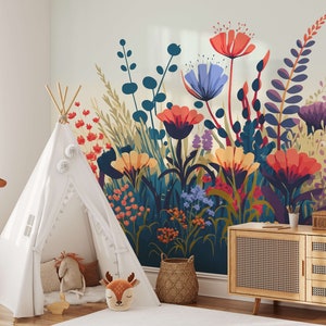 Wildflower Wallpaper Mural - Etsy