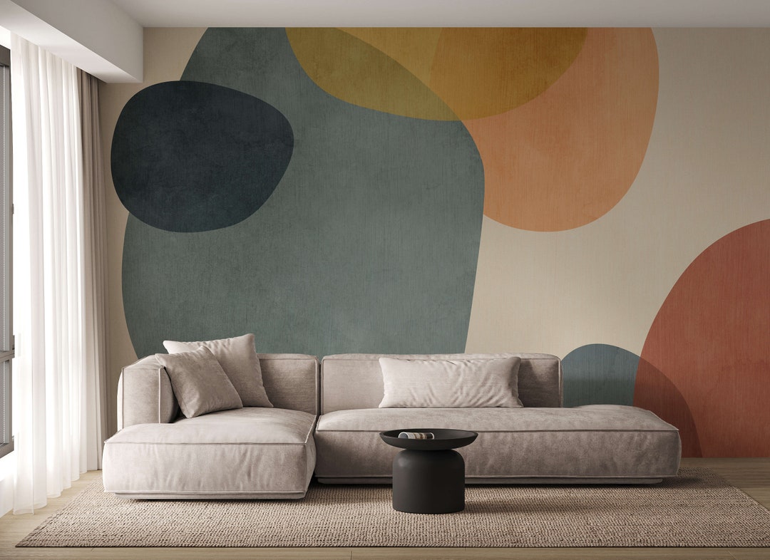 Soft Abstract Shapes Wallpaper Mural - Etsy