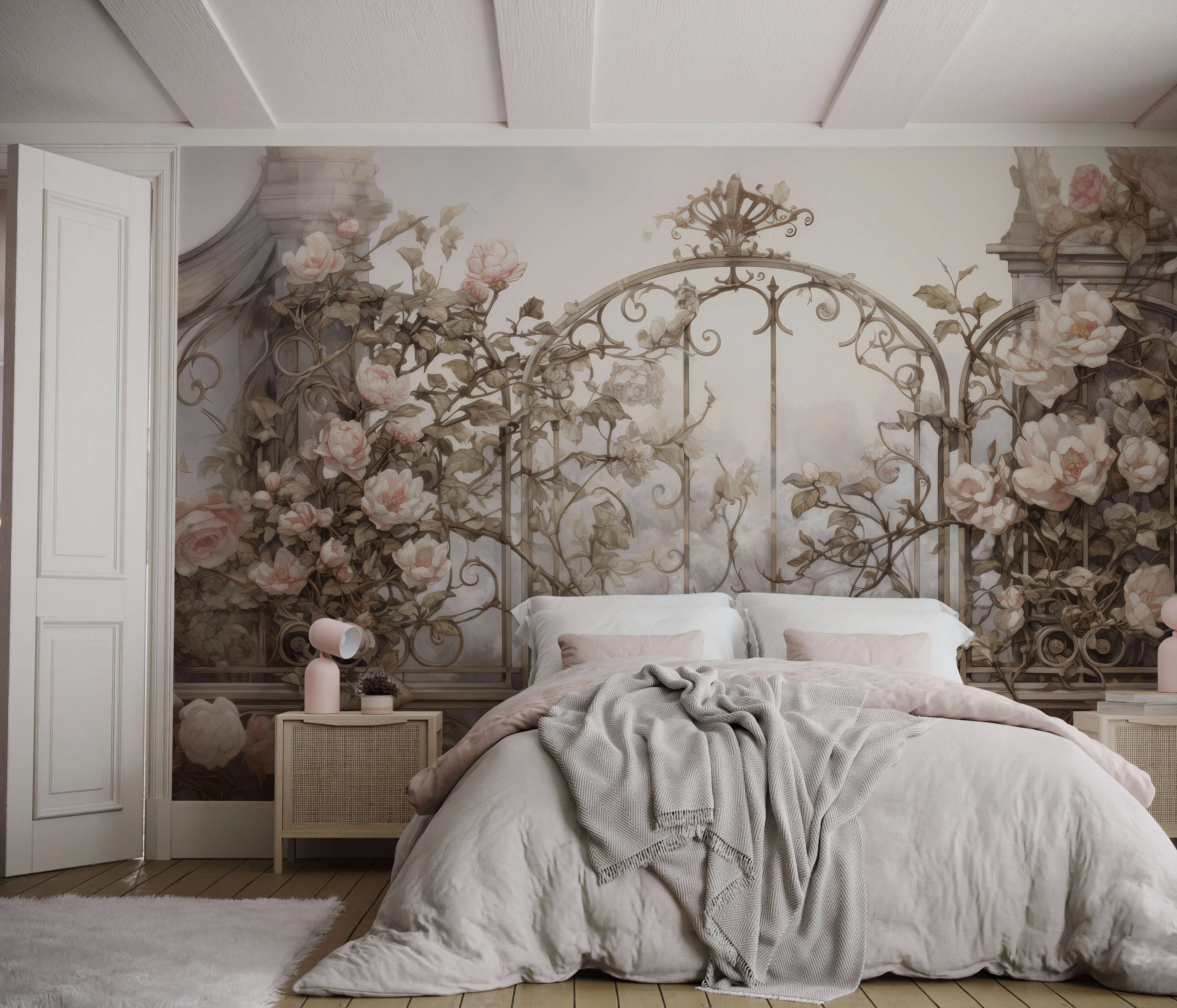 Rococo Style Floral Wallpaper Mural - Etsy