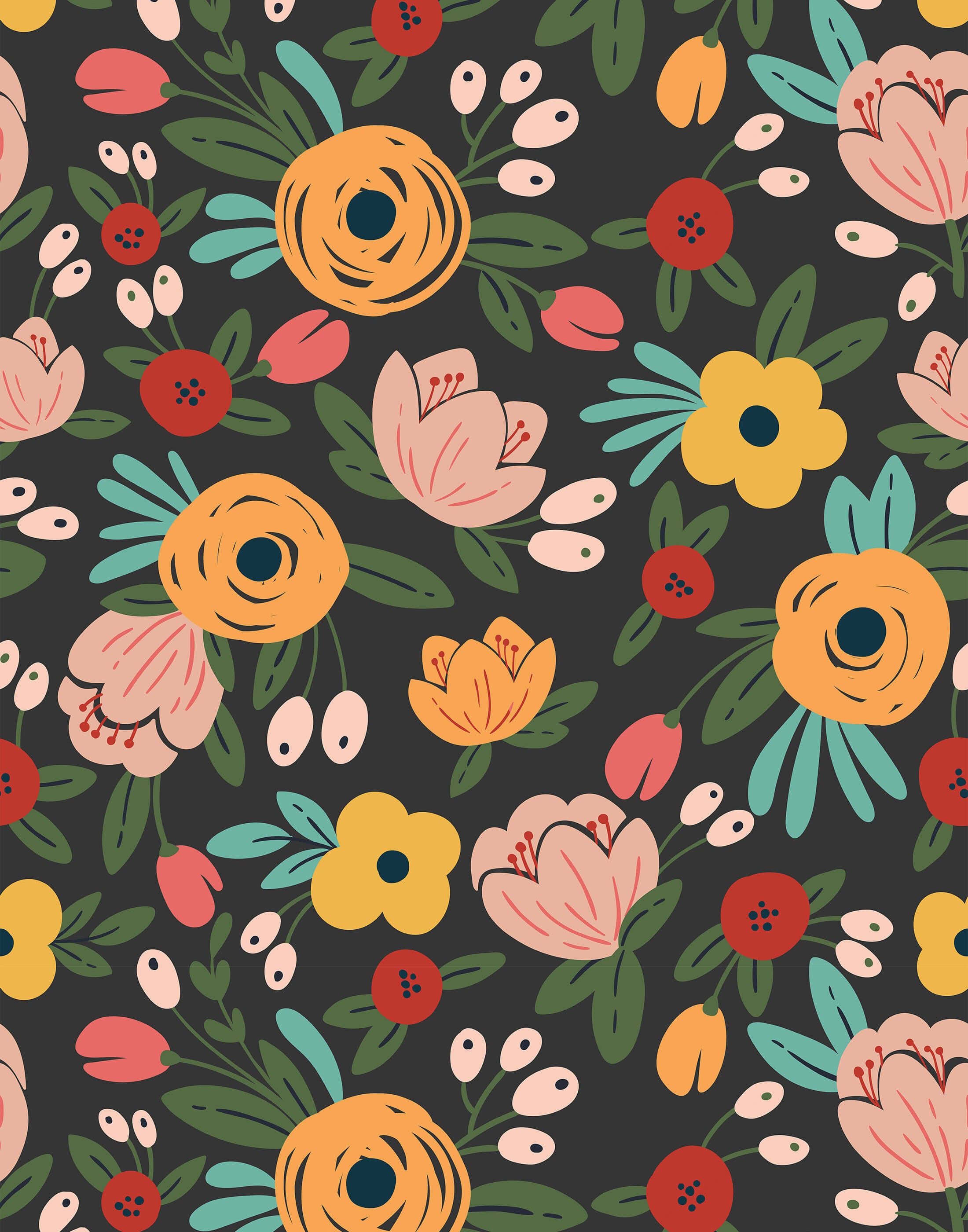 Modern Floral Wallpaper Boho Wallpaper - Etsy UK