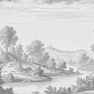 Classic Grey Toile De Jouy Wallpaper Mural Other Colour Variations ...