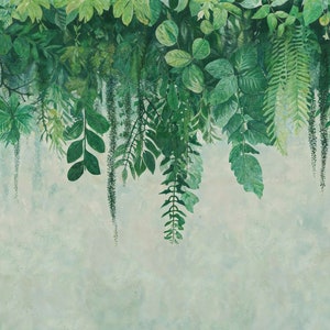 Living Wall Wallpaper Mural | Green Leaf Design - Etsy