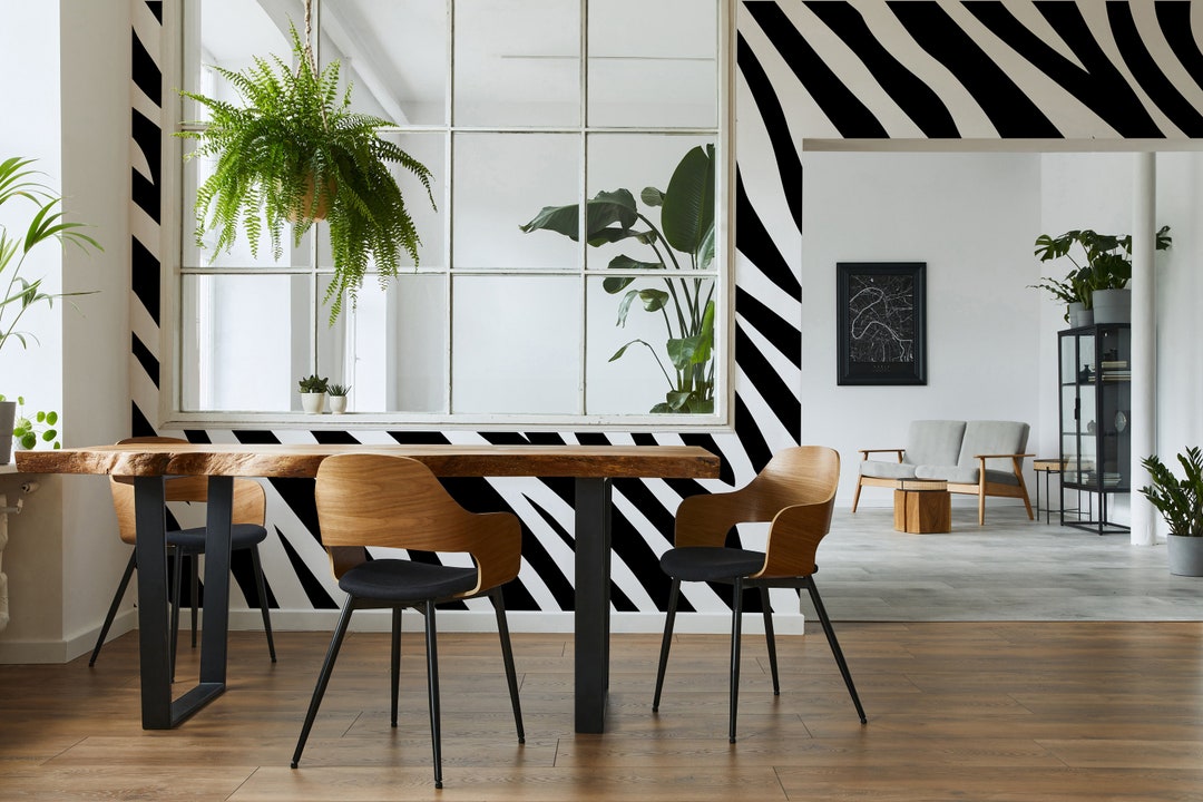 Large Zebra Print Wallpaper Mural | Zebra Wallpaper - Etsy