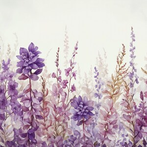 Purple Flower Wallpaper Mural | Floral Meadow Scene - Etsy