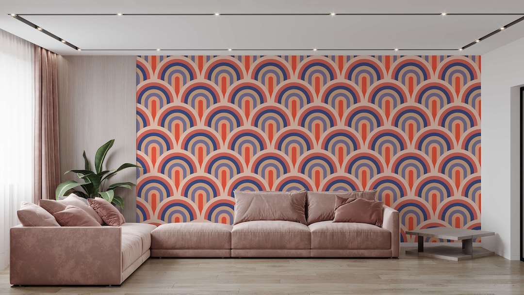 Retro Rainbow Wallpaper Mural - Etsy