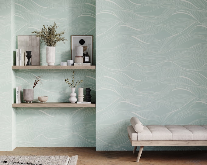 Abstract Floral Wallpaper | Flower Line Wallpaper - Etsy