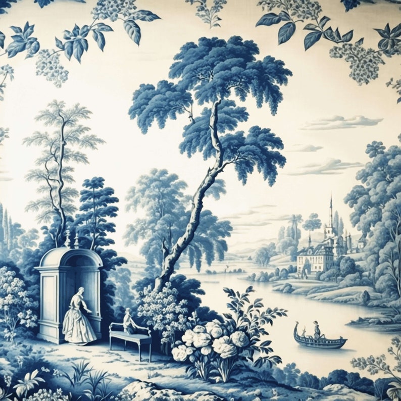 Toile De Jouy Wallpaper Mural - Etsy