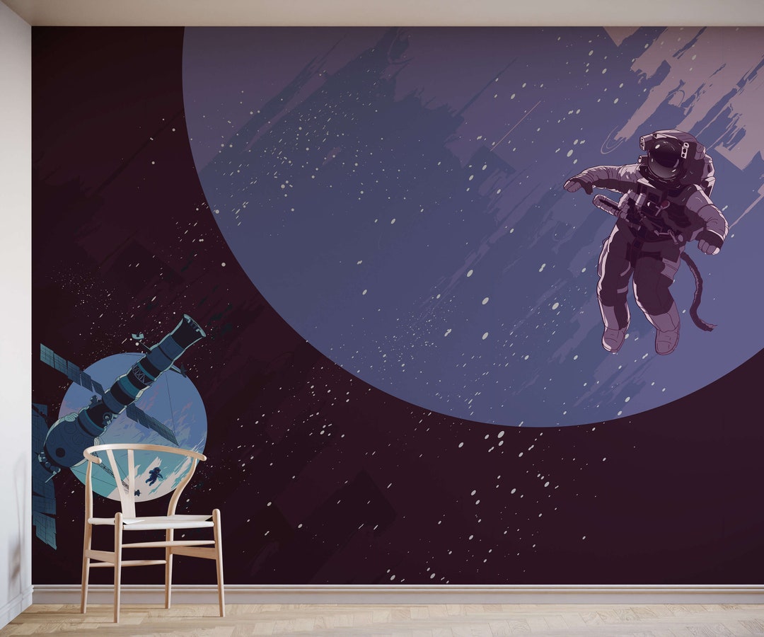 Astronaut in Space Wall Mural | Space Wallpaper Mural - Etsy