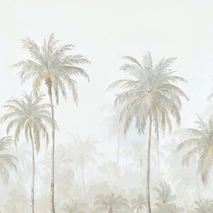 Beige Tall Palm Tree Wallpaper Mural | Subtle Design - Etsy