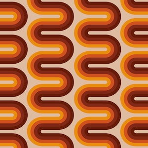 Retro Orange Squiggle Wallpaper Mural - Etsy