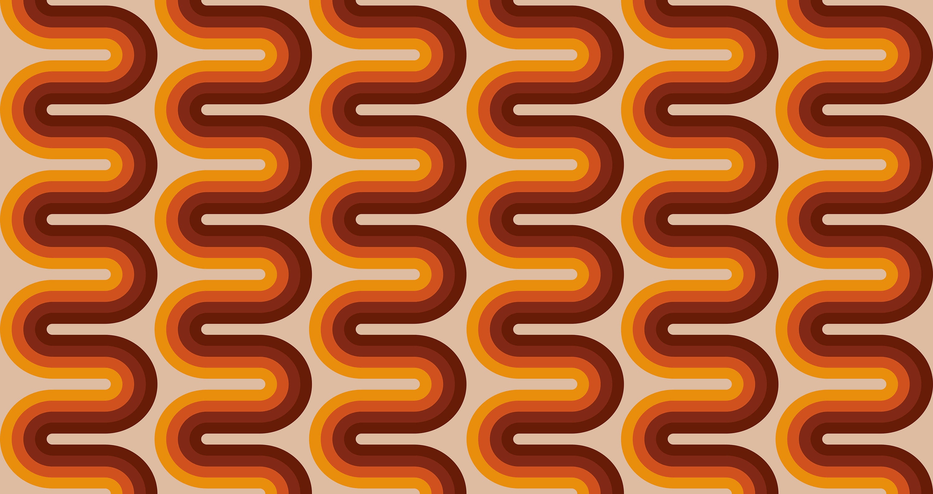 Retro Orange Squiggle Wallpaper Mural - Etsy