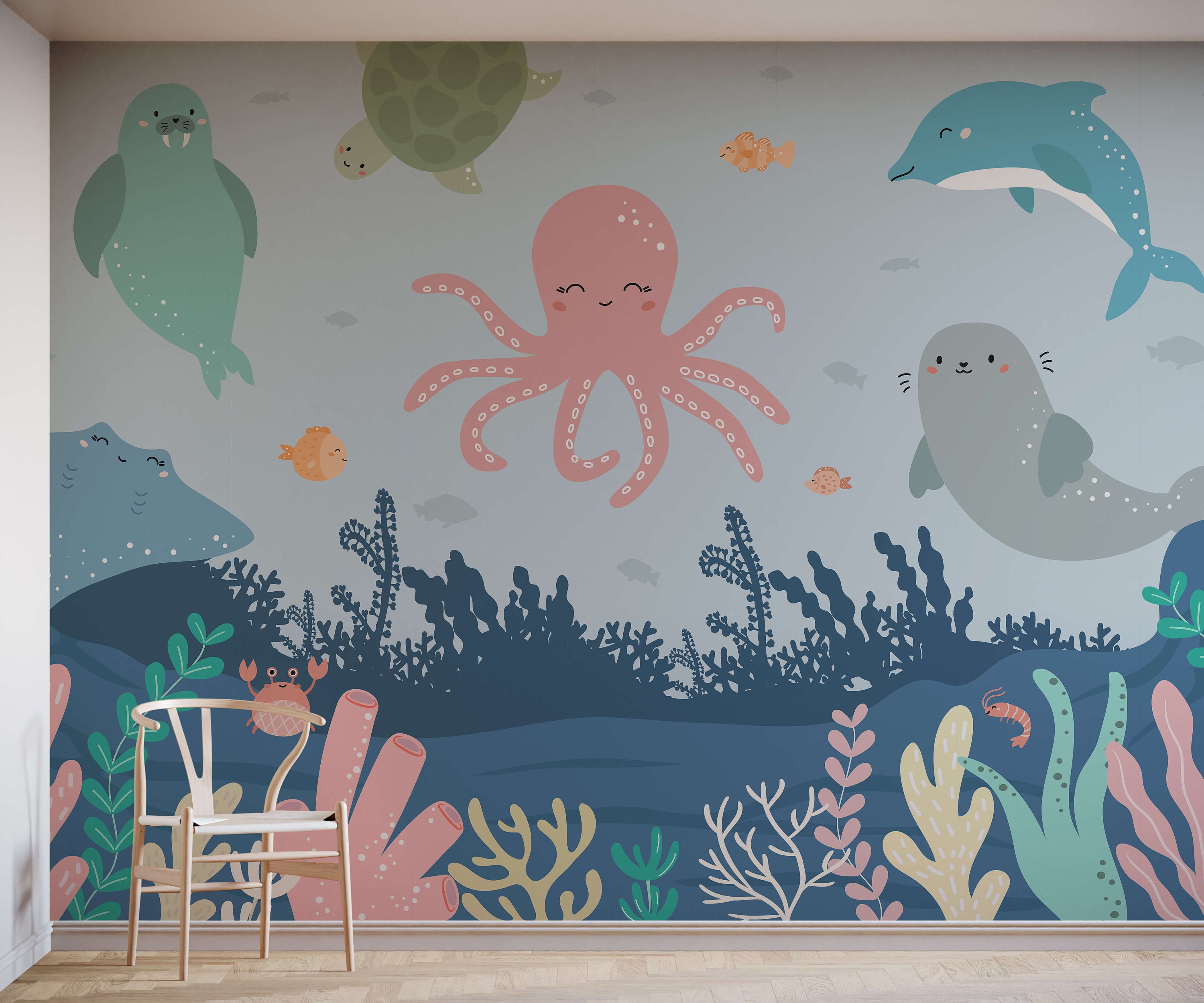 Children's Under the Sea Wallpaper Mural Children's Bedroom Ocean Wall ...
