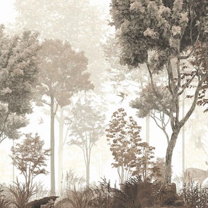 Beige Forest Wallpaper Mural | Stunning Beige Forest Wallpaper With ...