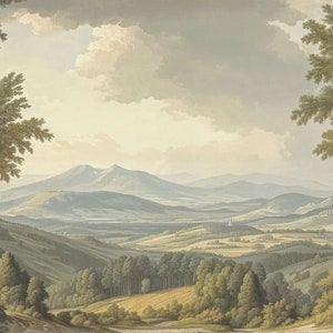 Vintage Landscape Wallpaper Mural - Etsy