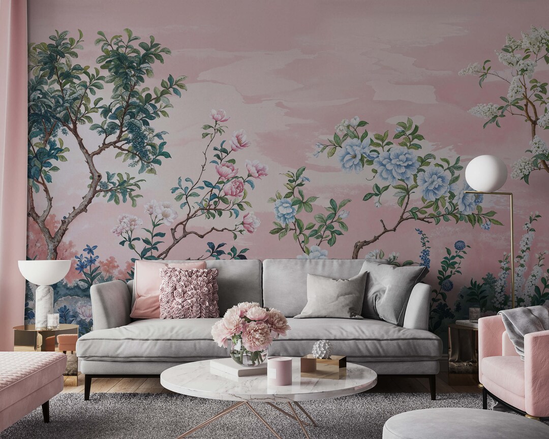 Pink Chinoiserie Wallpaper - Etsy