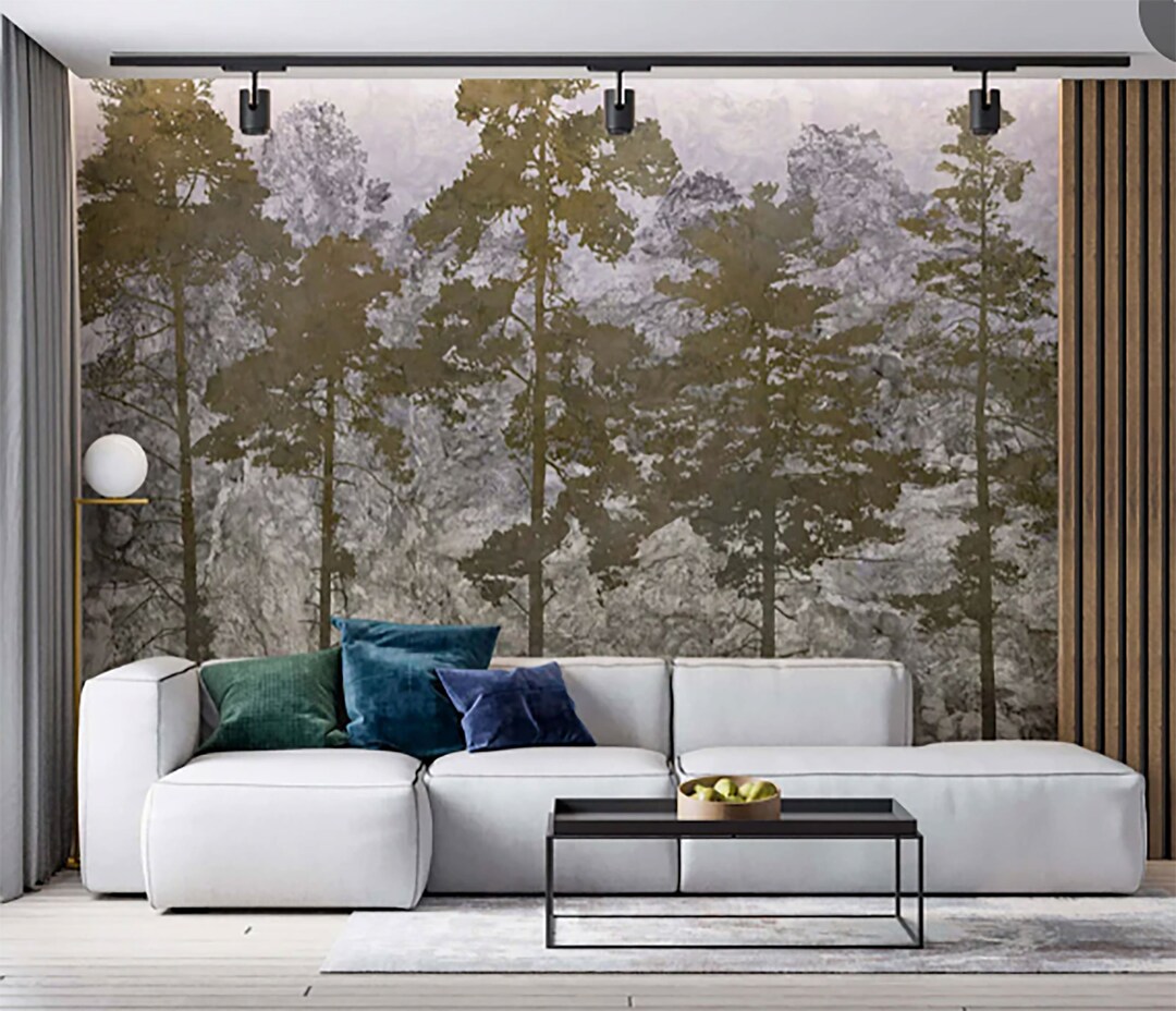 Grunge Forest Wallpaper Mural | Tree Wall Mural - Etsy