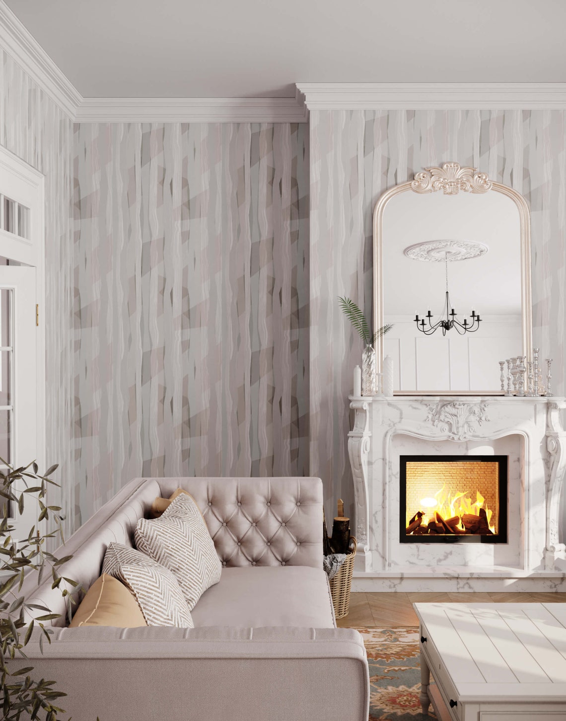 Forest Wallpaper | Abstract Forest Design Available in White & Grey - Etsy