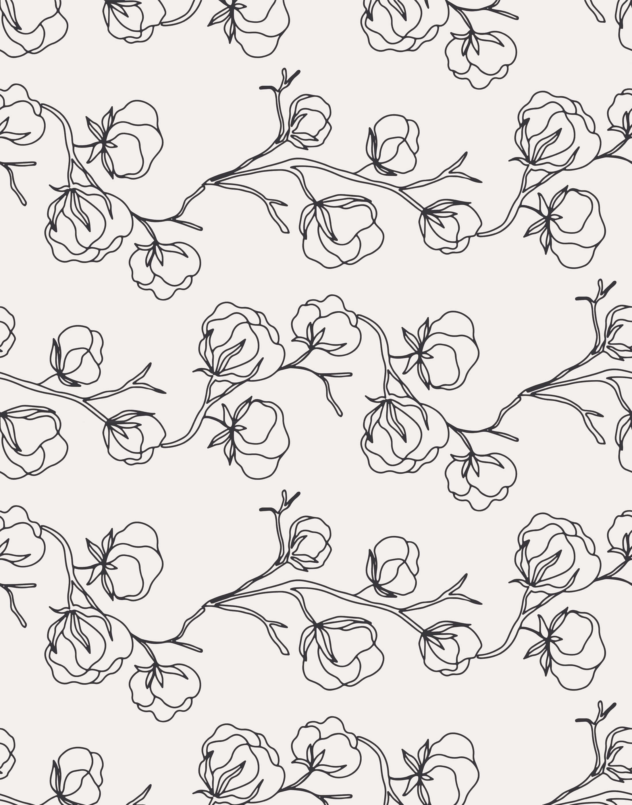 Rose Wallpaper | Bold, Line-drawn Roses Design Available in Black ...