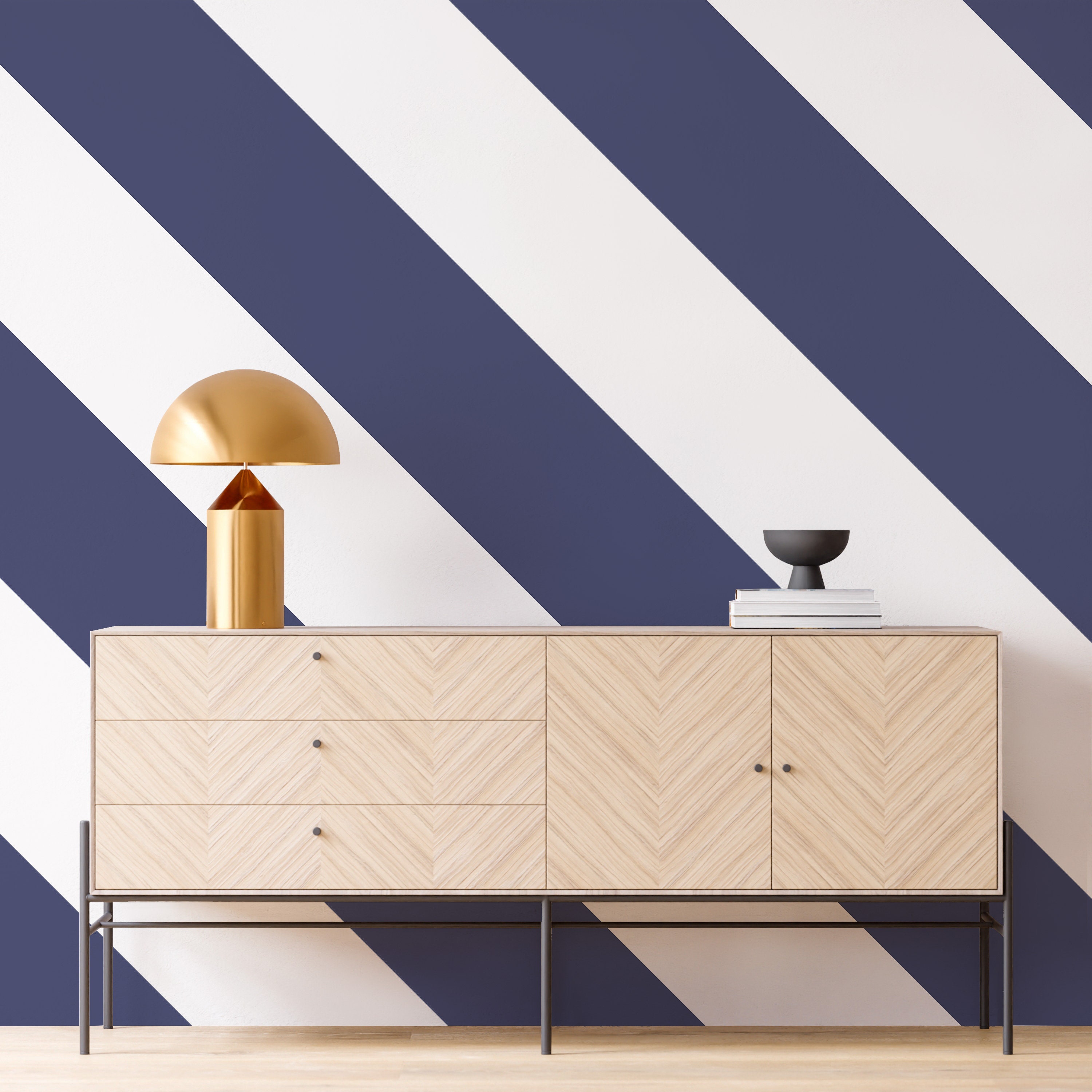 Large Diagonal Stripe Wallpaper Mural Bold Stripe Wallpaper - Etsy