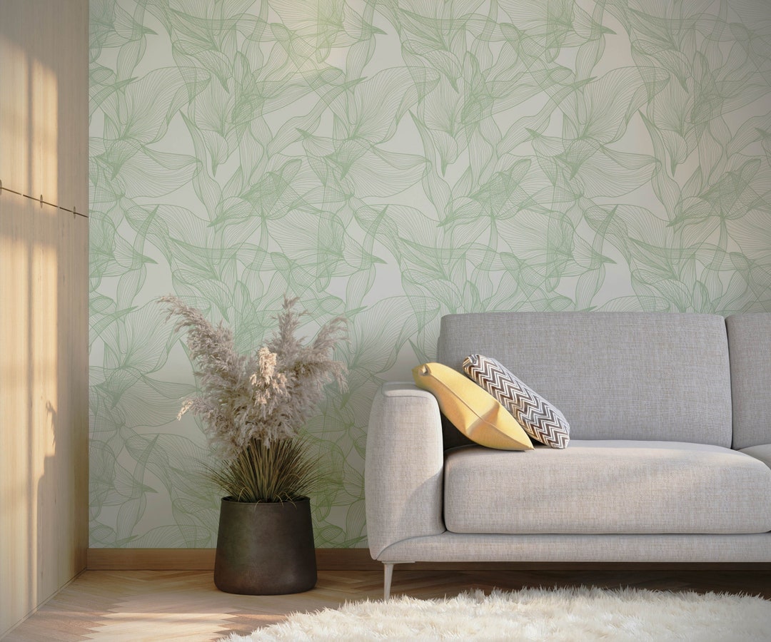 Abstract Floral Wallpaper | Flower Line Wallpaper - Etsy
