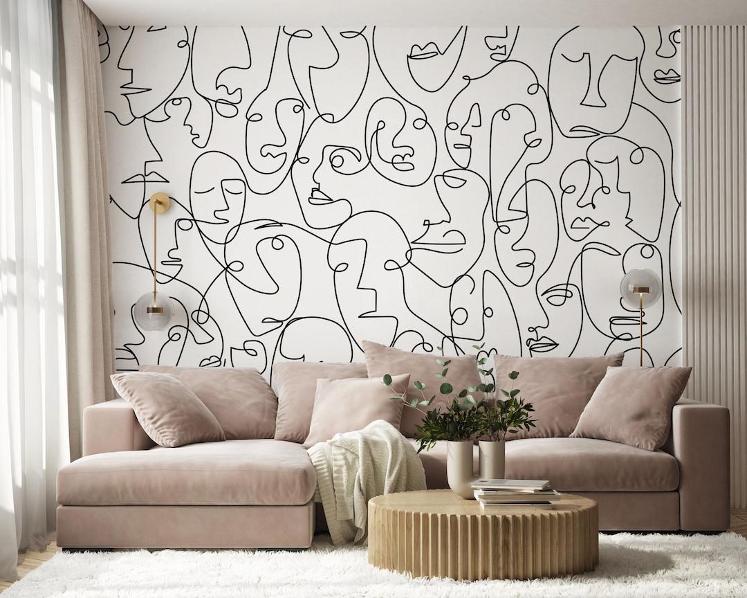 Abstract Faces Wallpaper Mural | Large Faces Wall Mural - Etsy