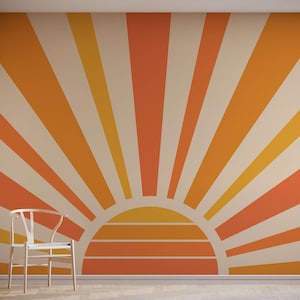 Retro Sunsrise Wallpaper | Vintage Style - Etsy