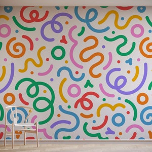 Colourful Lines Wallpaper Mural - Etsy