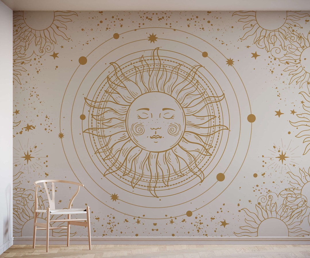 Boho Sun Wallpaper Mural - Etsy