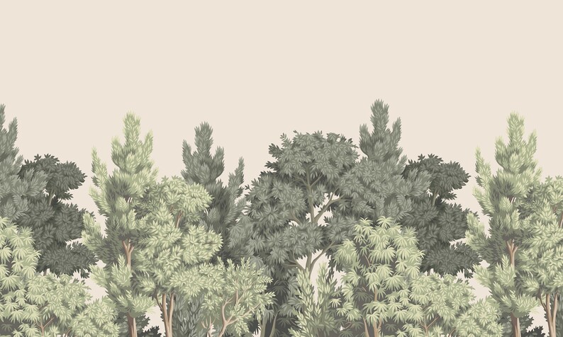 Forest Trees Wallpaper Mural Wallpaper Available in Beige - Etsy