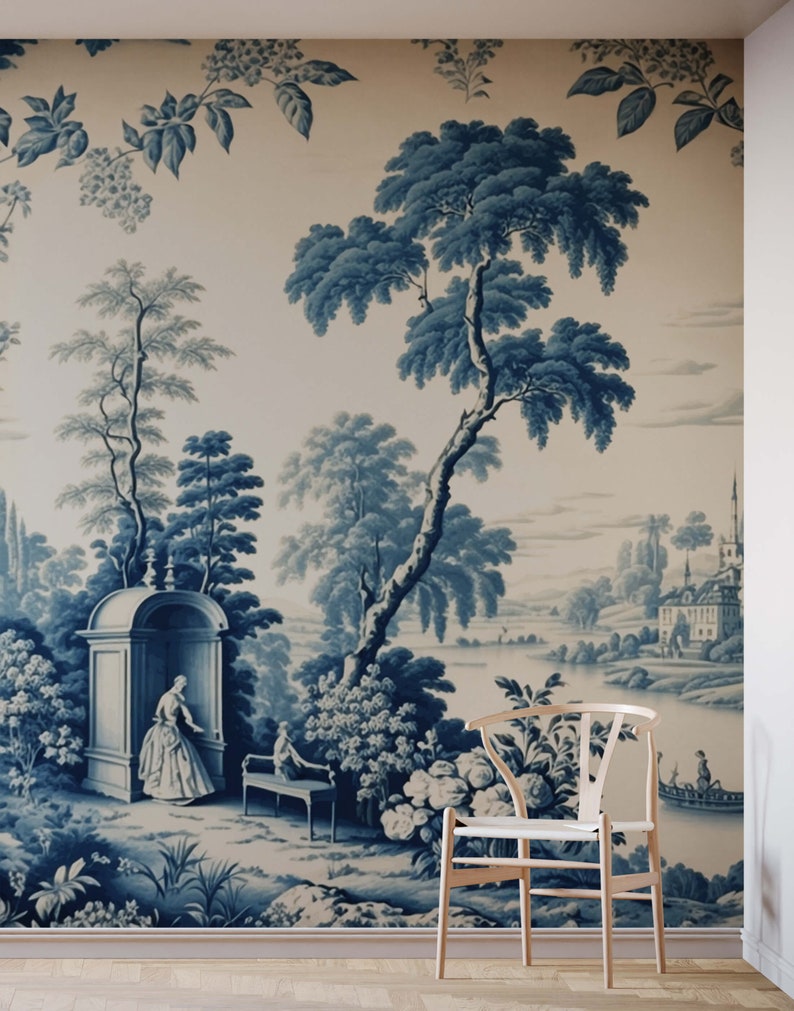 Toile De Jouy Wallpaper Mural - Etsy
