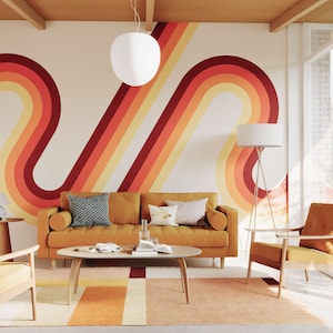 Vintage Retro Lines Wall Mural | Retro Wallpaper - Etsy