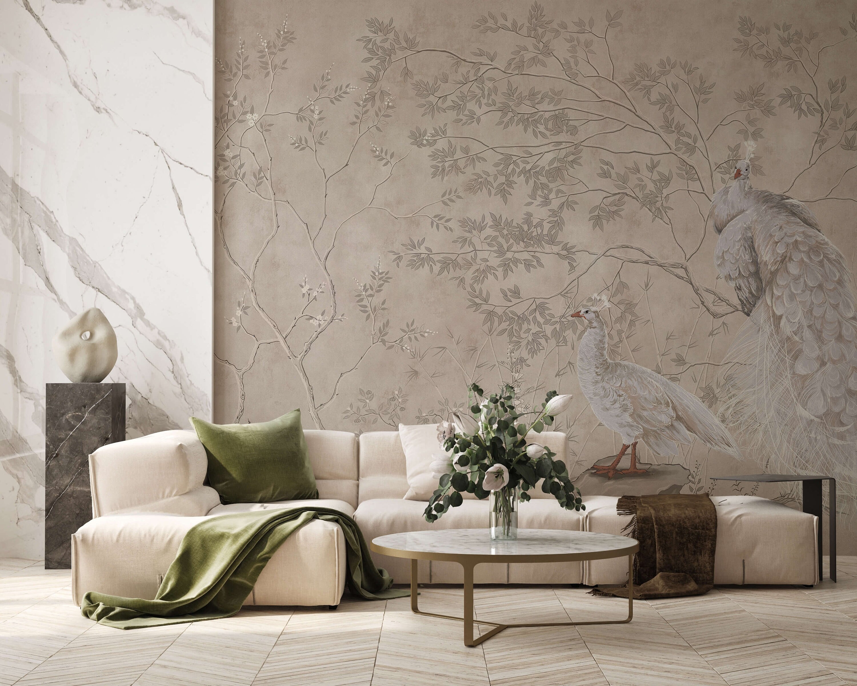 White Peacock Wallpaper Mural - Etsy