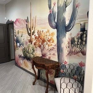 Cactus Desert Wall Mural | Cacti Wallpaper - Etsy