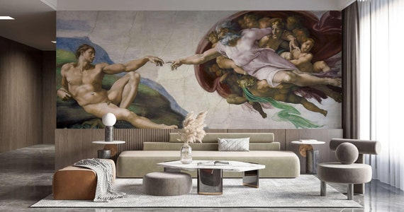 Creazione Di Adamo Carta Da Parati Carta Da Parati A Mano A Mano