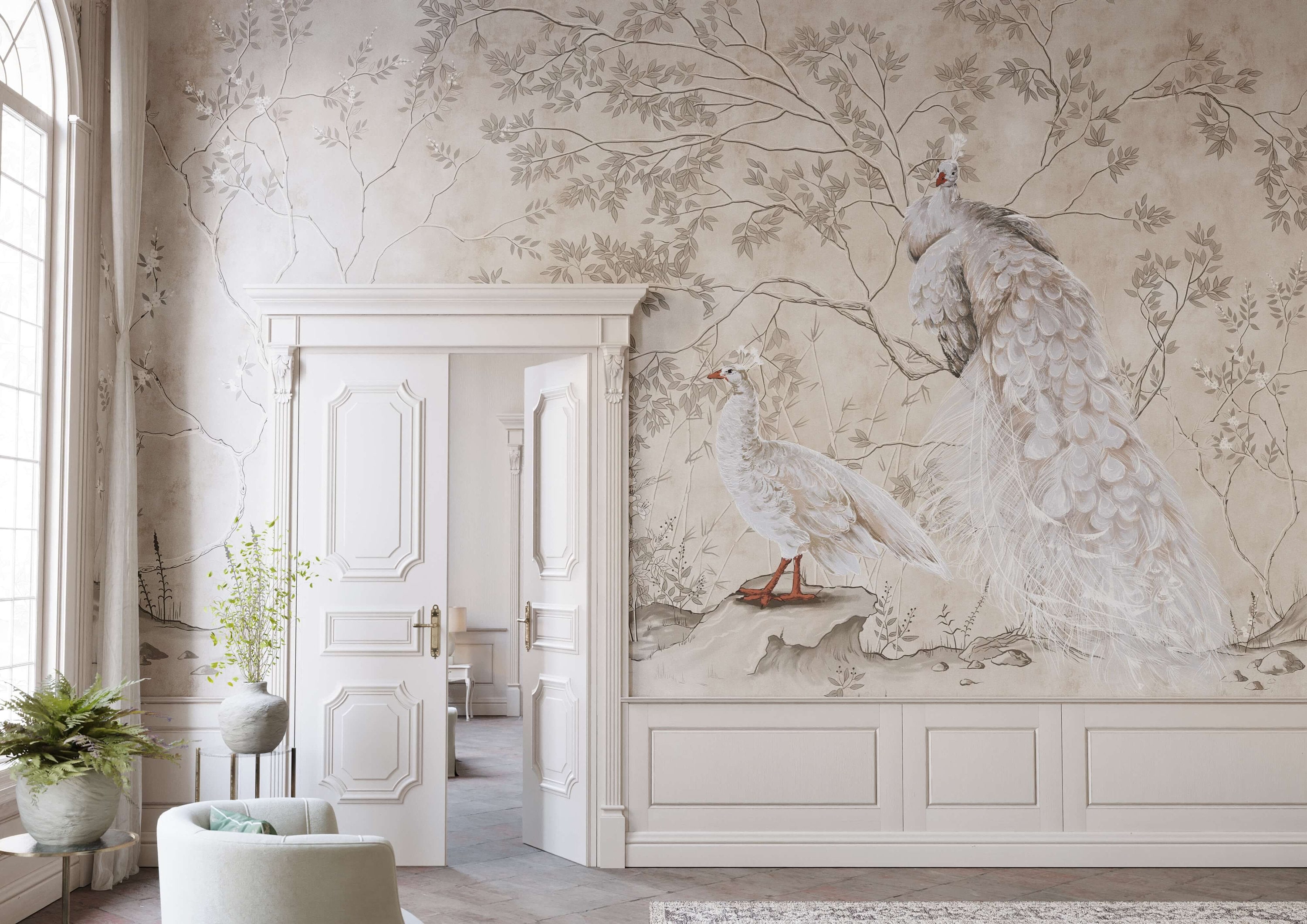 White Peacock Wallpaper Mural - Etsy