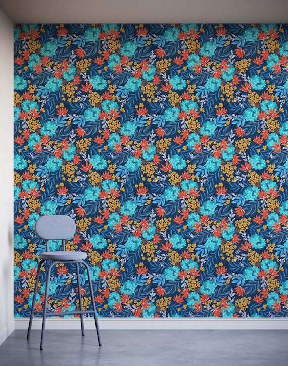 Maximalist Wallpaper Bold Detailed Floral Wallpaper Busy | Etsy