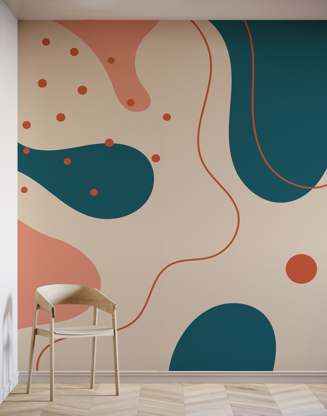 Bold Abstract Shape Wallpaper | Abstract Block Colour Wall Mural - Etsy