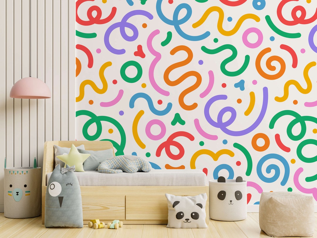 Colourful Lines Wallpaper Mural - Etsy