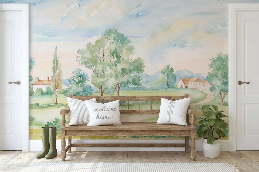 Pastoral Wallpaper Mural - Etsy