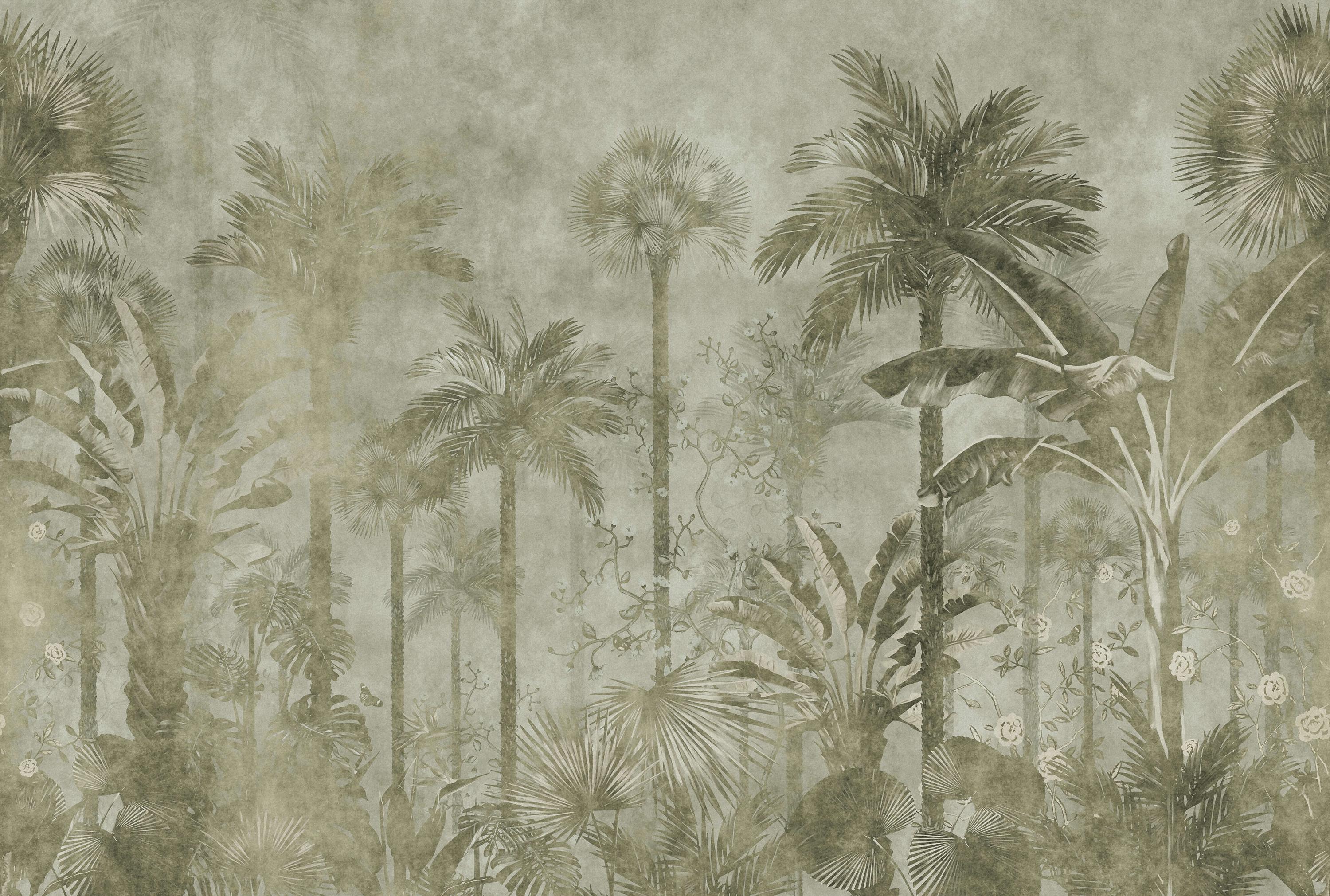 Tropical Jungle Wallpaper | Jungle Tree Mural Available in Green and ...